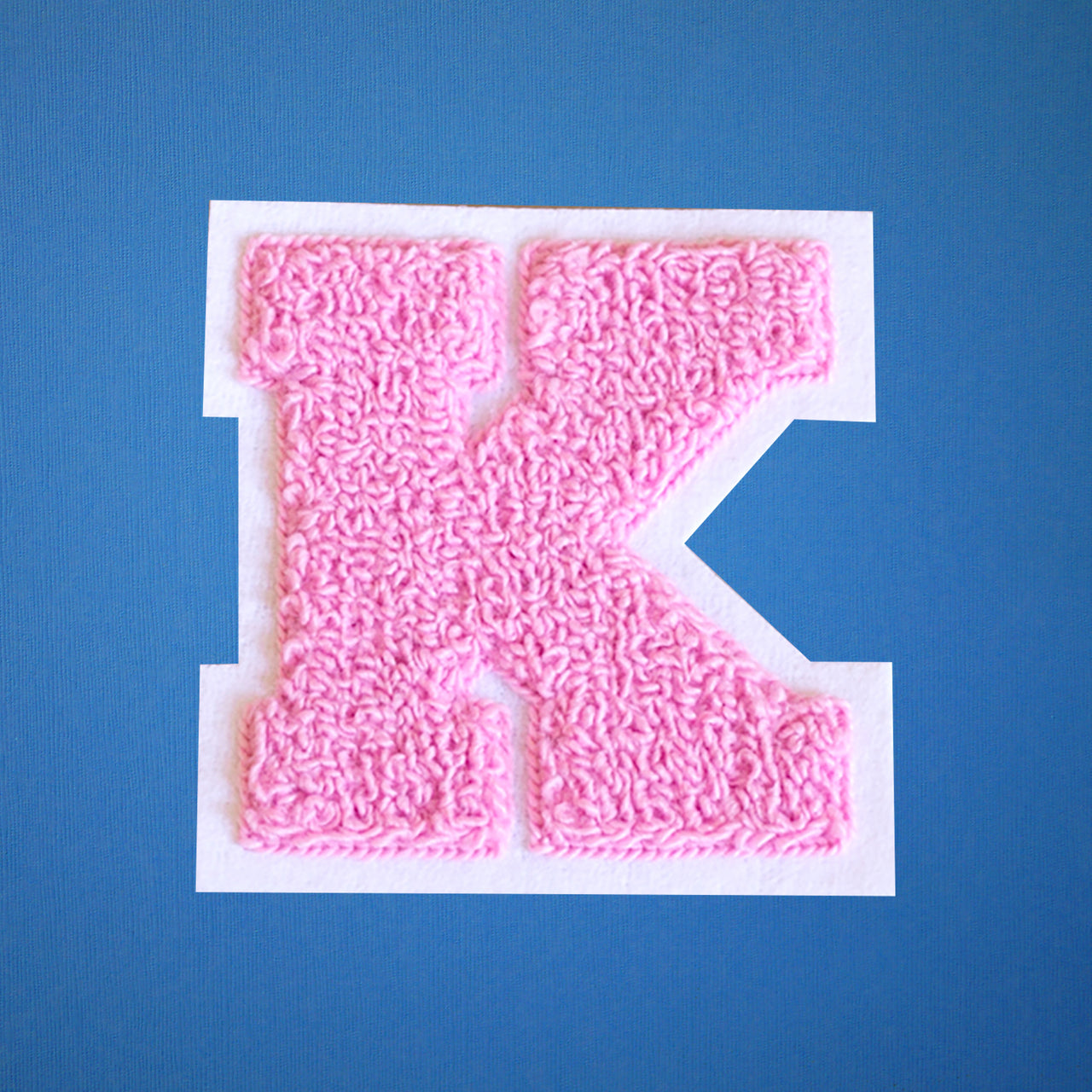 MEDIUM Varsity Letter Chenille Felt Patch 3.5" Soft Pink/ White