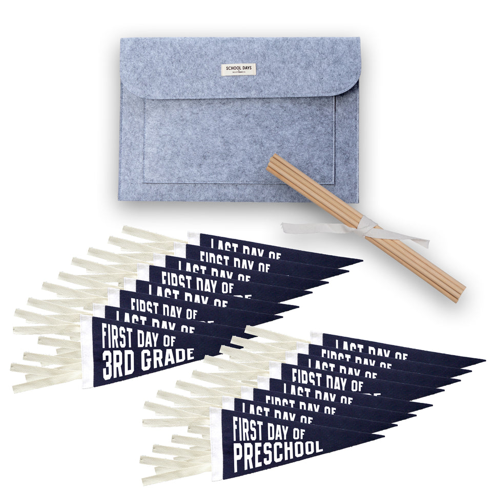 First Day Last Day School Grade Pennant - NAVY