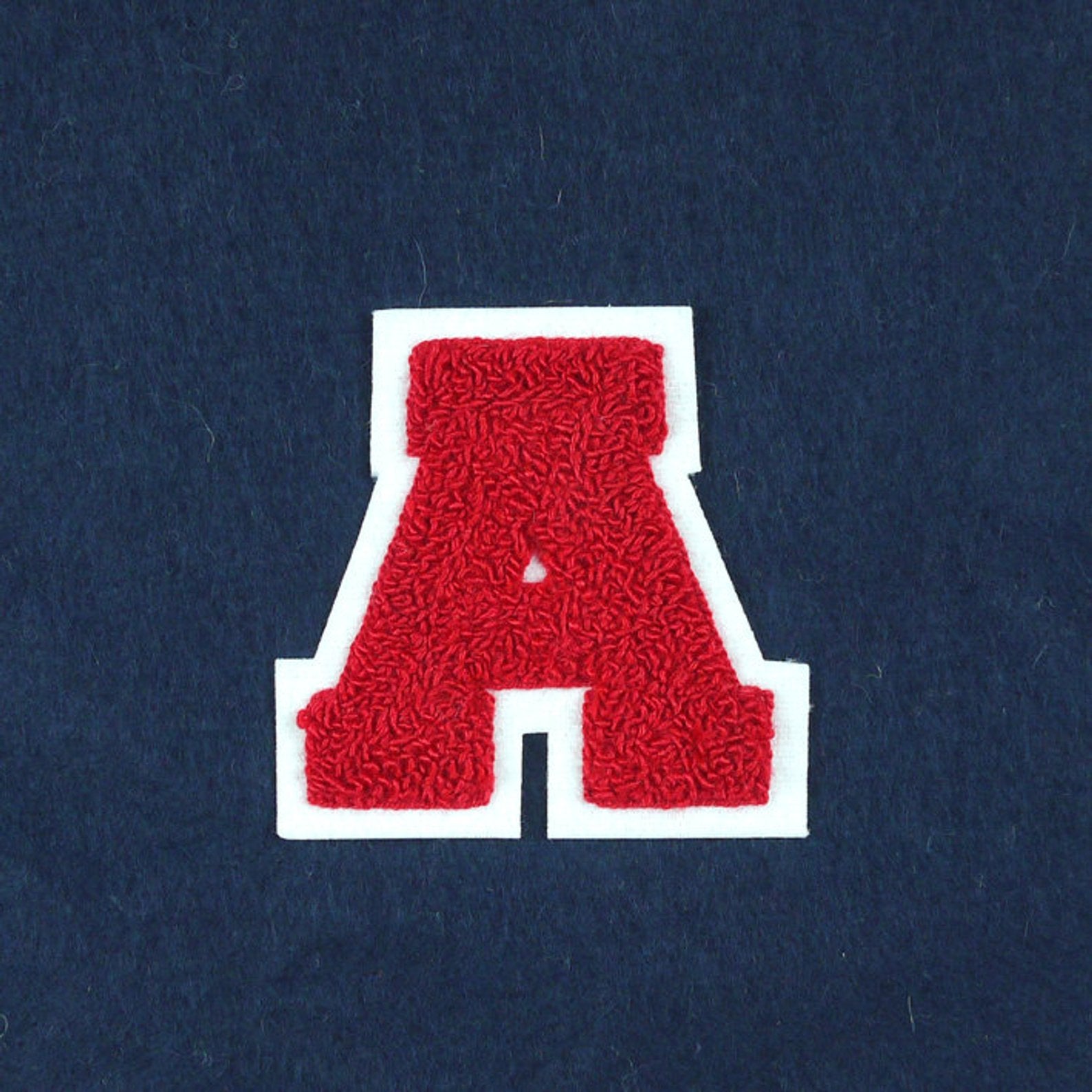 LARGE Varsity Letter Chenille Felt Patch 4.5" Red/ White